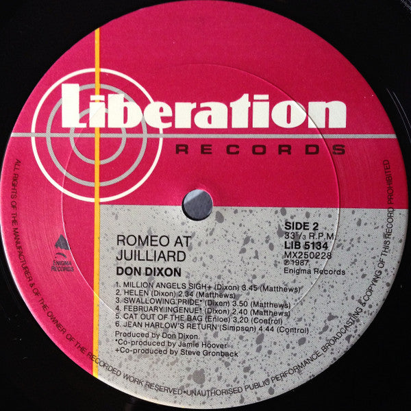 Don Dixon – Romeo At Juilliard: LP for Sale — Dutch Vinyl